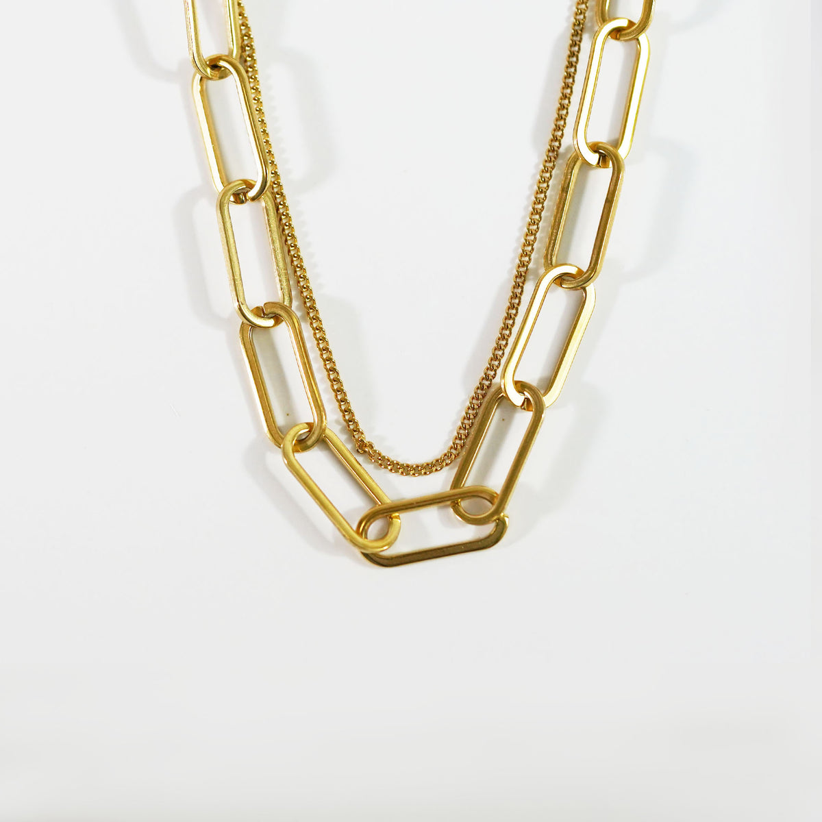 Meg Layered Paperclip Necklace – Moderno Inspired Jewelry